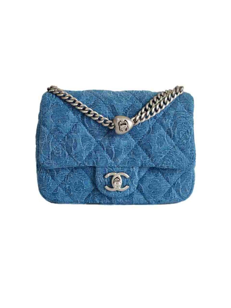Chanel Sweetheart mini square bag blue denim | Vintage-United